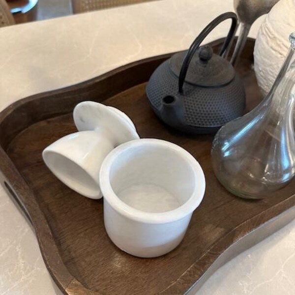 Salt Cellar With Lid - Set of Two - Unique Marble Salt and Pepper ...