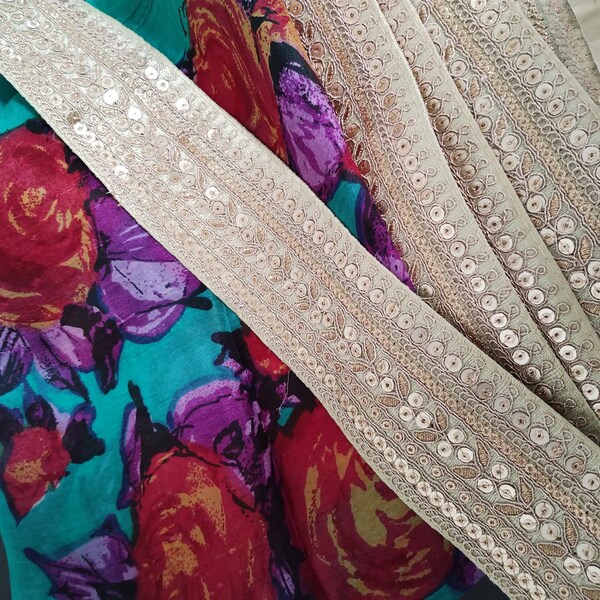 Navy Blue Trim, Gold Embroidered Trim, Navy Blue N Gold Trim, Scalloped ...