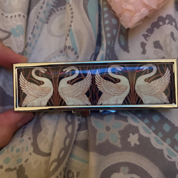 Art Nouveau Swan Rush and Iris Romantic Art Pill Box - Pill Containers ...