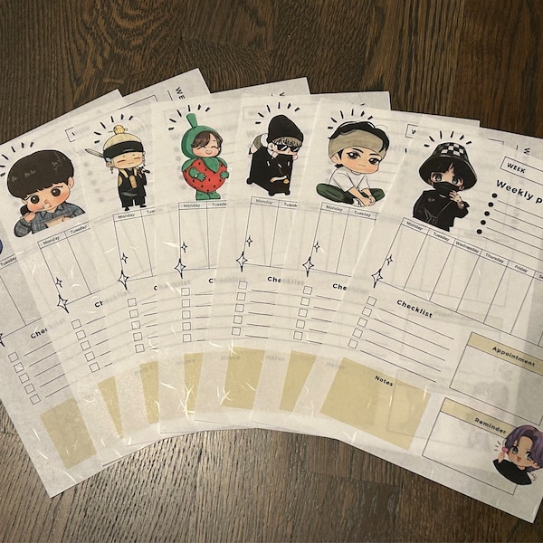 BTS Planner | BTS Weekly Planner | BTS Stationary | Planner Bundle | A3 ...