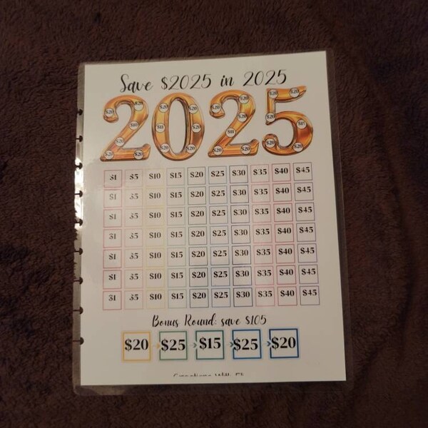 Save 2025 Dollars in 2025 Plus Bonus Round | Printable PDF Saving ...