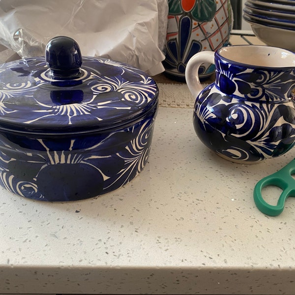 SET of 2 Appetizer Plate and Salsa Bowl Handmade Mexico Pottery ...