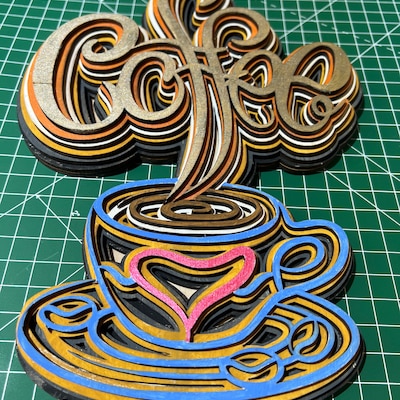 Cup and Coffee 3D Zentangle Svg Files, Multilayer Panel for Laser ...