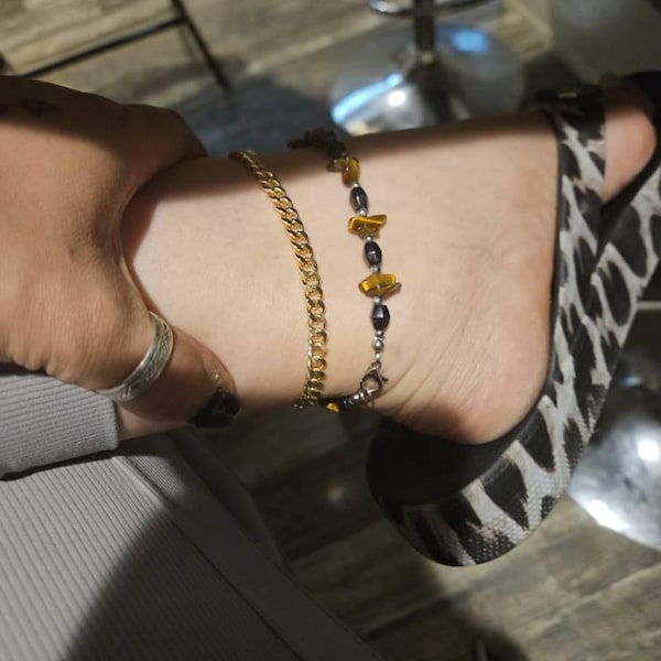 18k Gold Filled Thick Cuban Link Anklet Available in 2 Styles - Etsy
