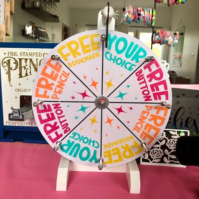 Woodwell 12 Inch Mini Prize Wheel 8 Slots Dry Erase Finish Wood Design ...