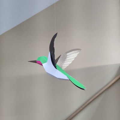 Hummingbird SVG and PDF Template. Colibri 3d Papercraft, Low Poly Paper ...