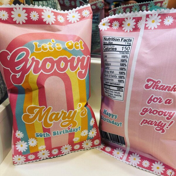 Retro Chip Bag Editable Printable Retro Birthday 70s Party Groovy ...