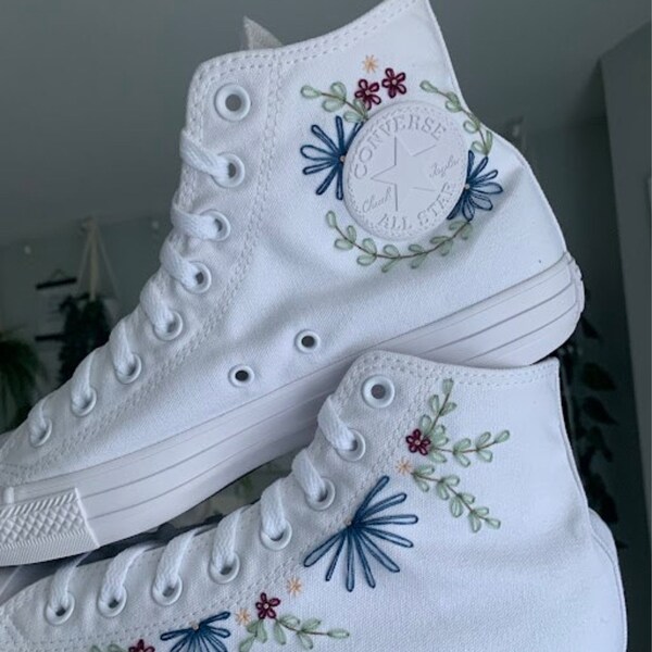 Hand Embroidered Converse Allstars| Wedding Sneakers | Custom Bridal ...