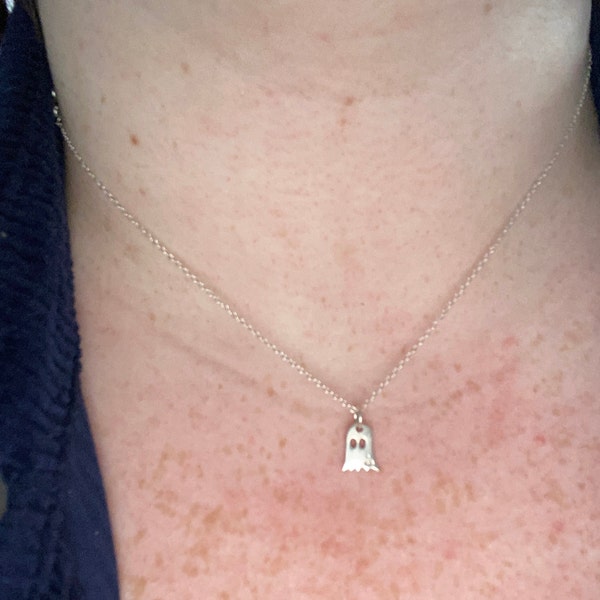 Tiny Ghost Necklace - Sterling Silver Ghost Charm on a Delicate ...