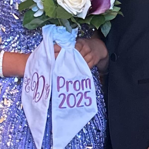 Hoco Custom Embroidered Bouquet Wrap Sash Bow Prom Bouquet Sash With ...