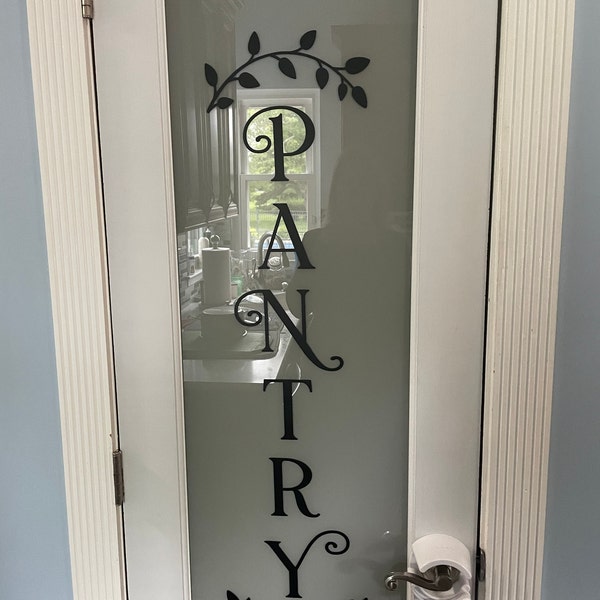 Vertical Pantry Curved Leaves Decal - Kitchen Pantry Sticker - Food ...