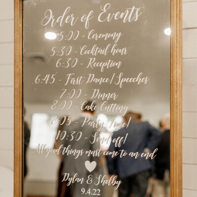 Event Timeline Wedding Sign Decal /personalized Couples Names and Dates ...