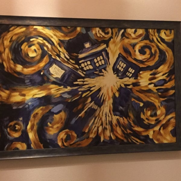 Exploding Tardis (blue Box Exploding) - Doctor Who Hand-painted Oil ...