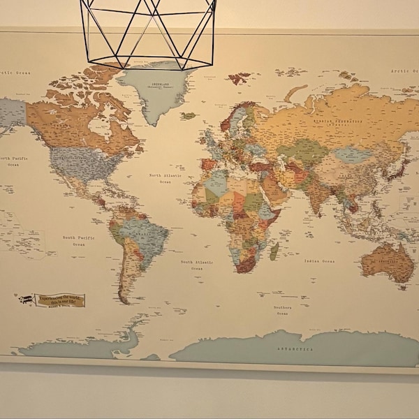 Accurate World Map Poster - Large Wall Travel Map Print - Detailed ...