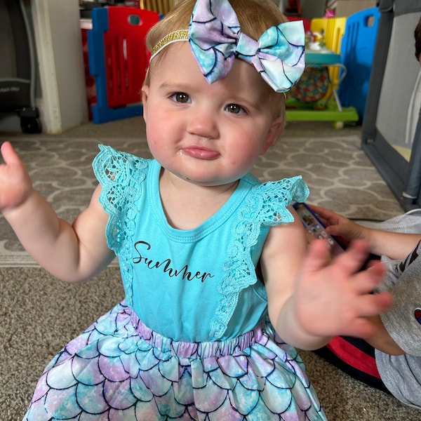 Baby Girl Mermaid Outfit, Personalized Ariel Baby Outfit, Under the Sea ...