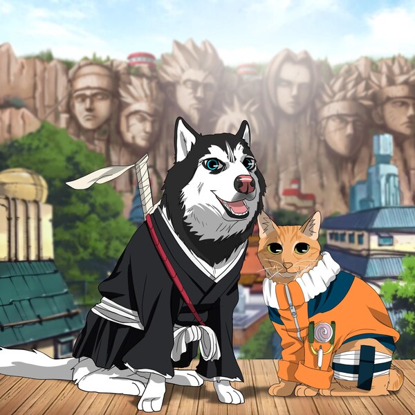 Custom Anime Pet Portrait, Dog Anime Portrait, Cat Anime Portrait, Pet ...