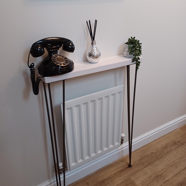 White Console Table, Hallway Table, Radiator Shelf, Rustic Hallway ...