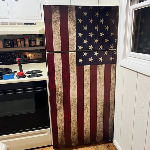 Farmhouse Fridge Wrap Wood Refrigerator Wrap Vinyl Side by Side Old ...