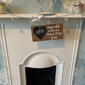 Wedding Countdown Plaque Engagement Gift Big Day Countdown Sign Wooden ...