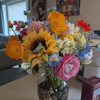 Wildflower Bridal Bouquet, Colorful Orange Hot Pink Wedding Bouquet ...