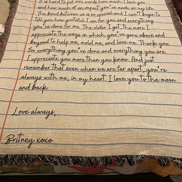 LETTER BLANKET Personalized Gift Love Birthday Gift for Mom Dad Grandma ...