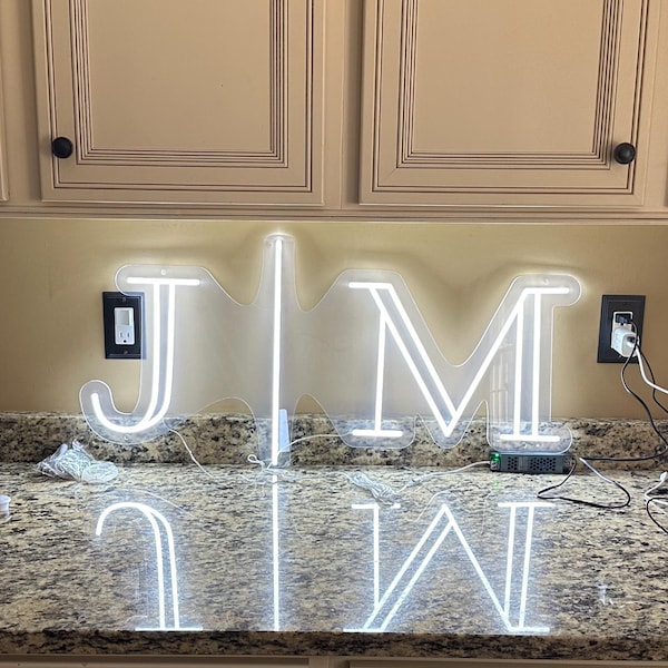 Custom Minimalist Wedding Initials Neon Sign, Initials With Est Wedding ...
