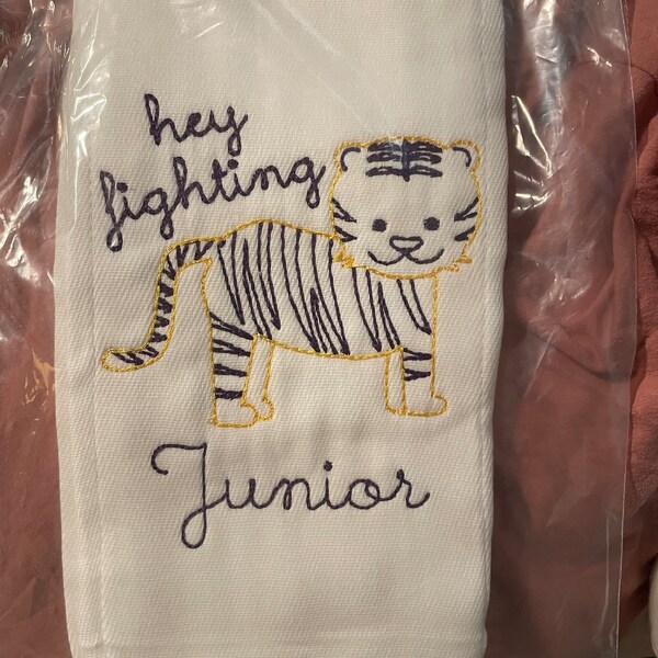 Tiger Bib, Purple and Gold Bib, Hey Fighting Tiger, Football Bib ...
