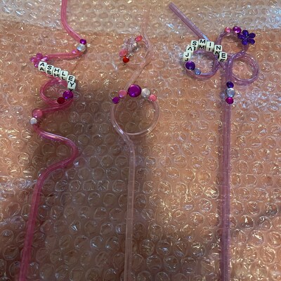 Personalized Silly Straw One Alphabet Bead Embellished Silly Straw ...