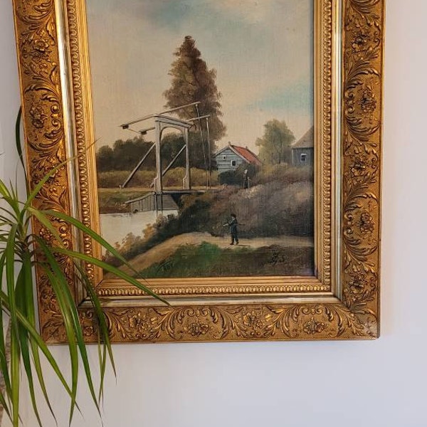 A Wonderful Large Antique Dutch Oil Painting of Dutch Folklore Fisher ...