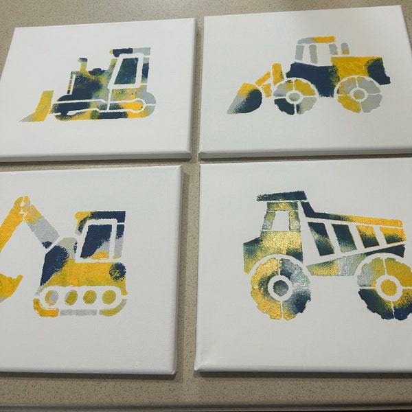 Construction Stencil Bundle, Dump Truck, Bulldozer, Excavator, Front ...