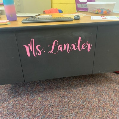 Teacher Name, Teacher Desk Decal, Classroom Decor, Vinyl Wall Decal ...