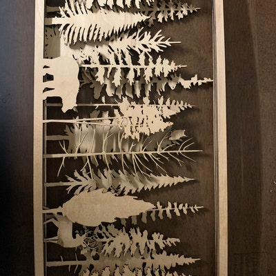 Layered Forest Design for Laser Cutting 2 Separate Designs 4 Panels ...