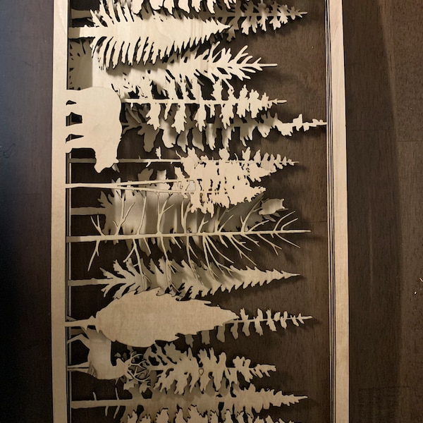 Layered Forest Design for Laser Cutting - 2 Separate Designs 4 Panels ...