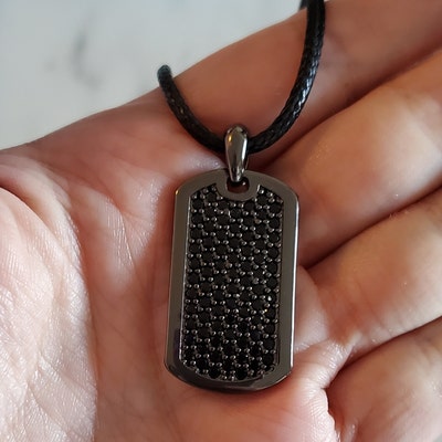 Matte Black Mens Dog Tag Necklaces by JV Jewelry - Etsy