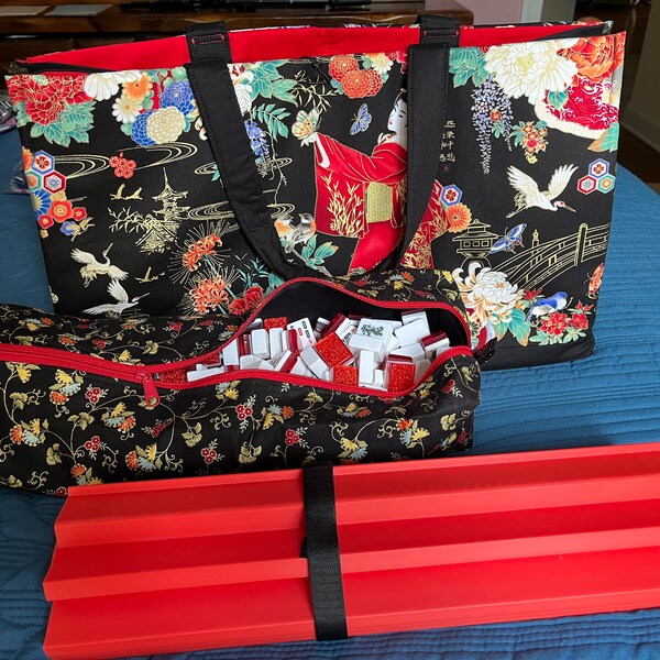 Mahjongg Bags and Sleeves Tote, Long Zip Bag, Tile Tray and Rack ...