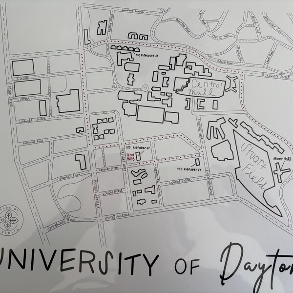 University of Dayton Minimalist Map Print - Modern Wall Art Decor for ...