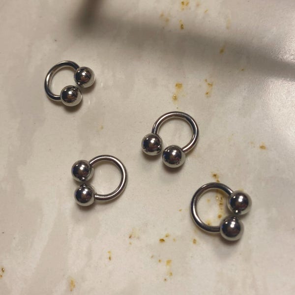 Horseshoe Ring Piercing, 3/4mm Ball Piercing, Surgical Steel Ball ...