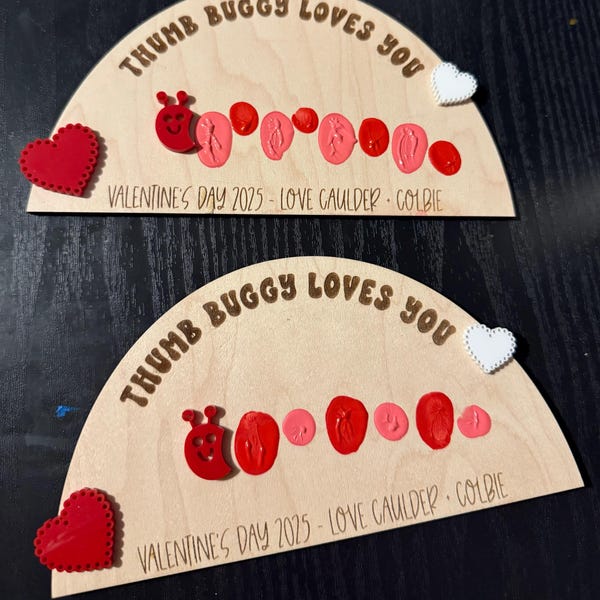 Thumb Buggy Loves You Sign, DIY, Thumbprint DIY Gift, Valentine's for ...