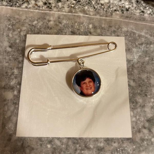 Memorial Photo Lapel Pin Gift for Groom From Bride Has Picture on Front ...