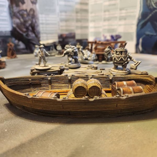 Dnd Long Boat Rowboat Skiff Pirate Fishing Sea Boat Vessel Tabletop ...