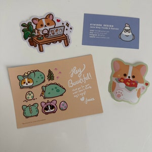 Tri-color Corgi Macaron Sticker, Corgi Sticker, Dog Stickers, Cute ...