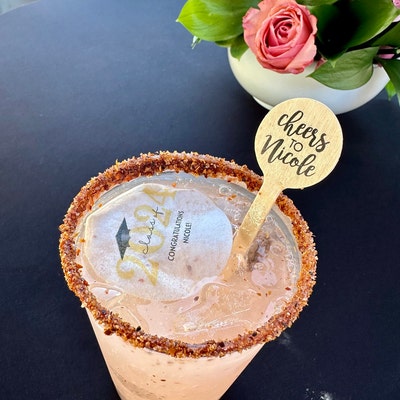 50 Personalized Edible Drink Toppers Quinceañera XV Design Custom Wafer ...