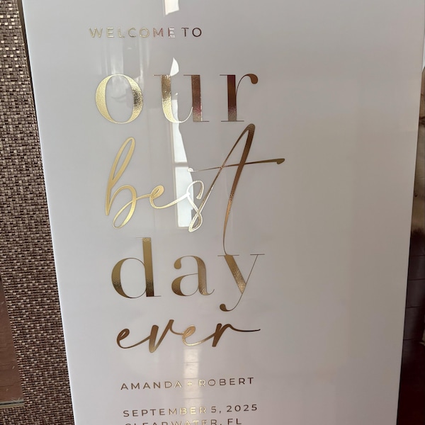 Silver Mirror Wedding Welcome Sign - Welcome Wedding Sign - Custom ...