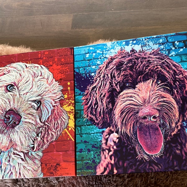 Custom Pet Portrait on Canvas, Custom Dog Art, Digital Painting From ...