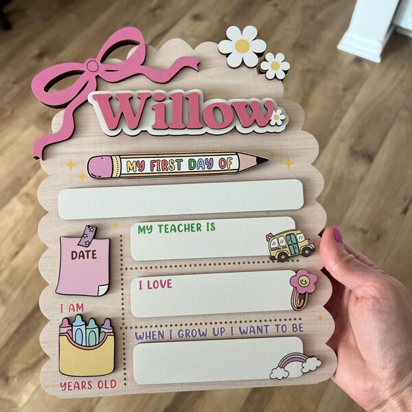 Personalized First Day of School Sign, Back to School Photo Prop ...