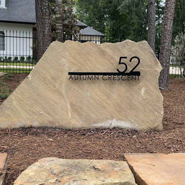 Custom Metal Modern Minimalist Home House Address Sign for Your Rock or ...