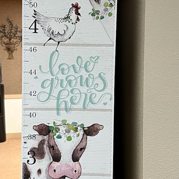 Farm Animals Growth Chart, Height Chart Ruler, Farm Nursery Decor ...
