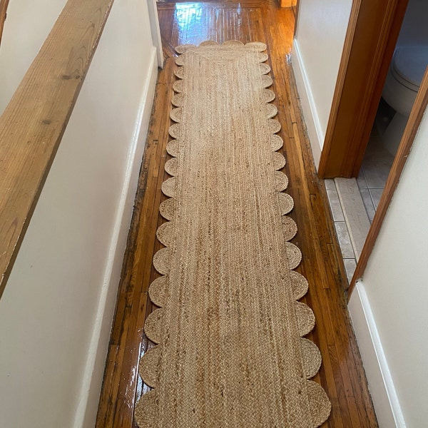 Scalloped Runner Rug, Jute Scallop Rug, Jute Runner Rug, Natural Jute ...