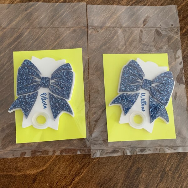Cheer Bow Tumbler Topper, Personalized, Fits Stanley H2 Tumblers 20oz ...