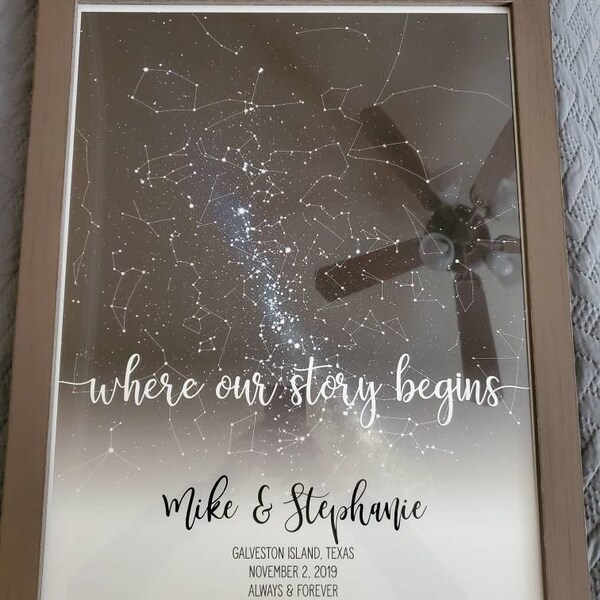 Personalized Star Map, Night Sky Star Map, Star Map by Date, Realistic ...